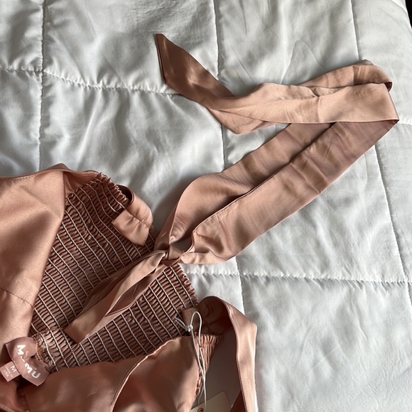 Show Me Your MuMu | Dresses | Show Me Your Mumu Rose Gold Satin Midi Dress | Poshmark